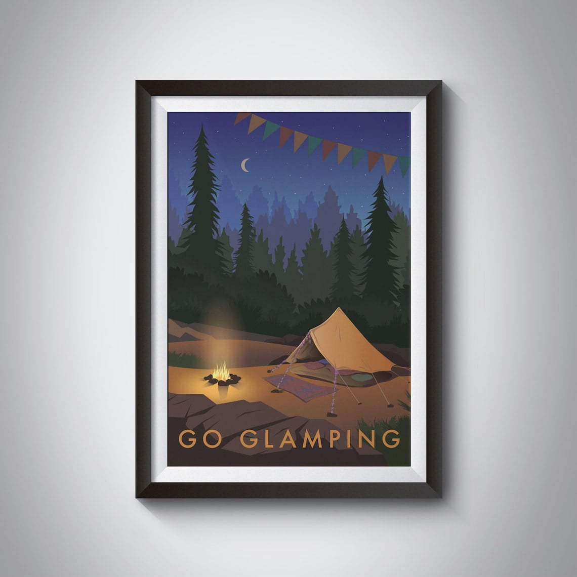 Go Glamping Art Print, Outdoor Adventure, Hiking, Camping, Vintage ...