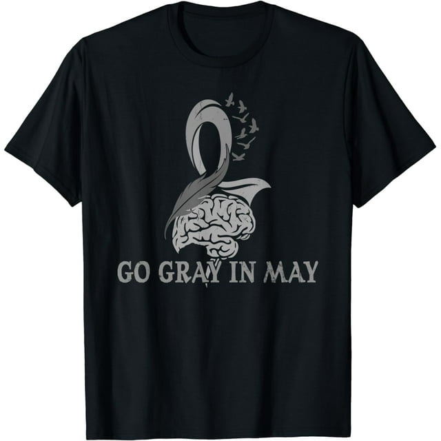 Go Gray In May Brain Cancer Tumor Awareness Feather T-Shirt - Walmart.com