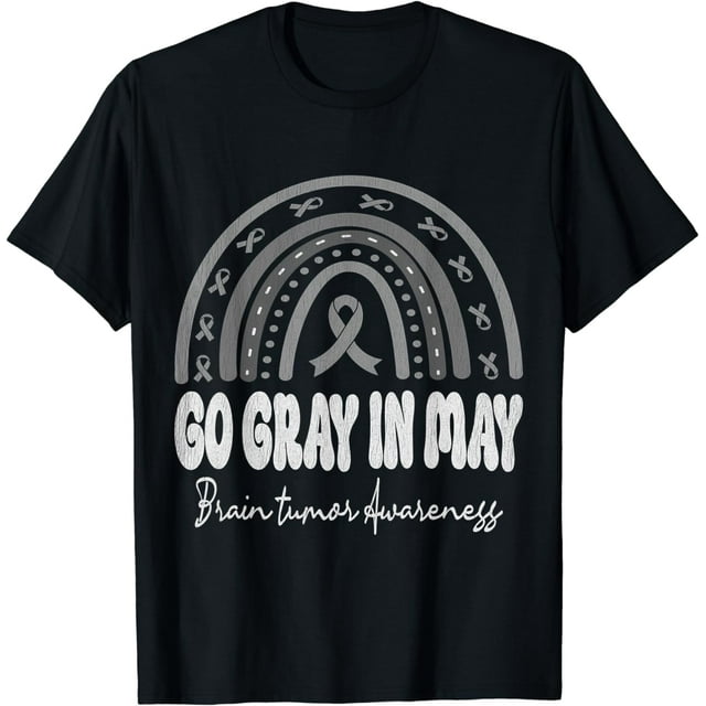Go Gray In May Brain Tumor Awareness Retro Rainbow T-Shirt - Walmart.com