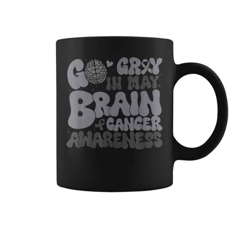 Go Gray In May For Brain Tumor Cancer Awareness Gray Ribbon Coffee Mugs ...