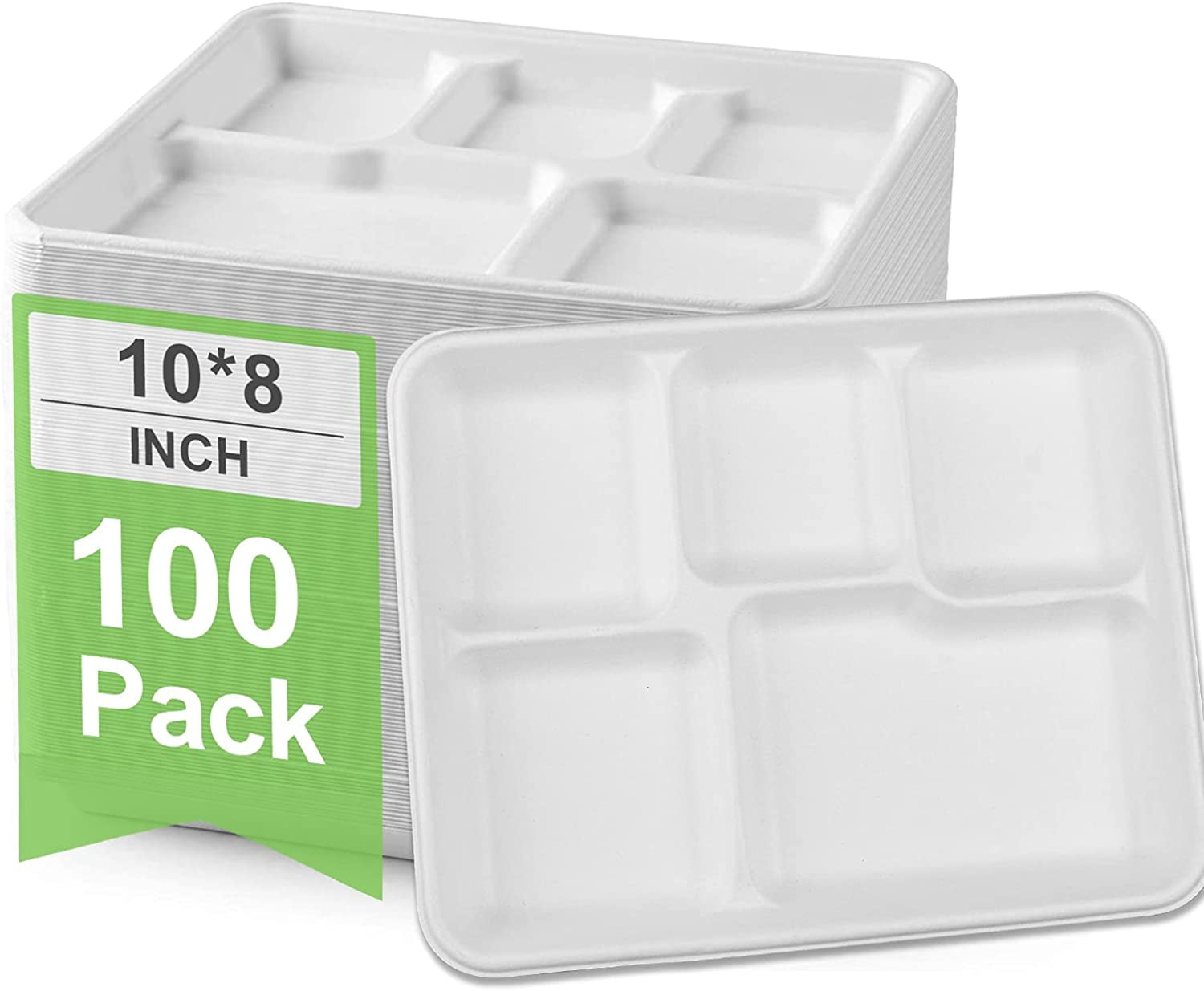 Go-Green 100% Compostable 5 Compartment Plates,Eco-Friendly Disposable ...