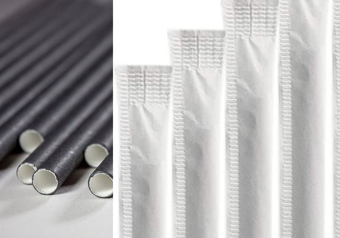 Go-Green 150pcs 8mm Black Individually Giant Wrapped Paper Straws 100% ...
