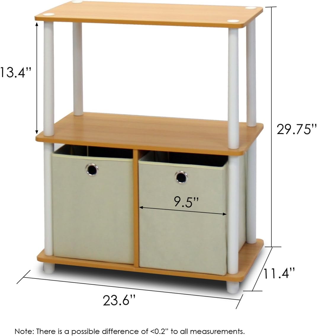 Go Green 3-Tier 2-Bins Multipurpose Storage Shelf 2-Pack Dark Cherry ...