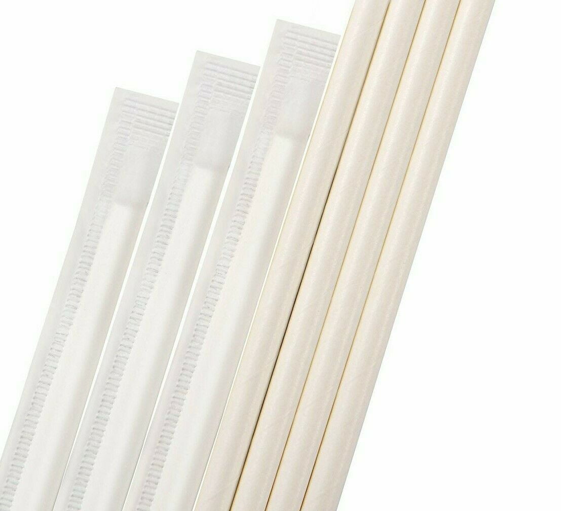 Go-Green White Paper Straws 200pcs Individually Wrapped Biodegradable ...