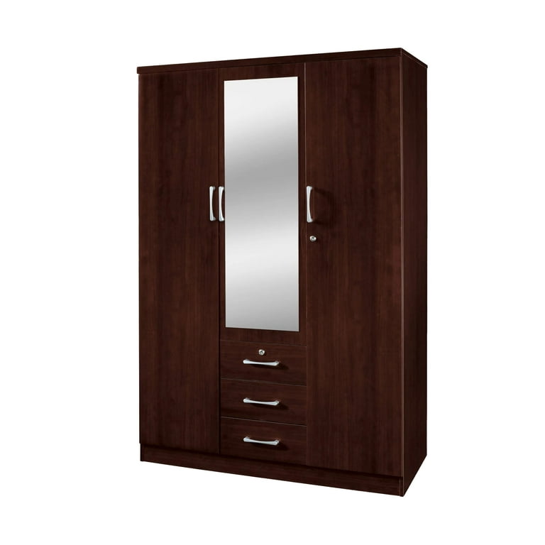 Go Green Woods 3 Door 3 Drawer With Mirror Wardrobe