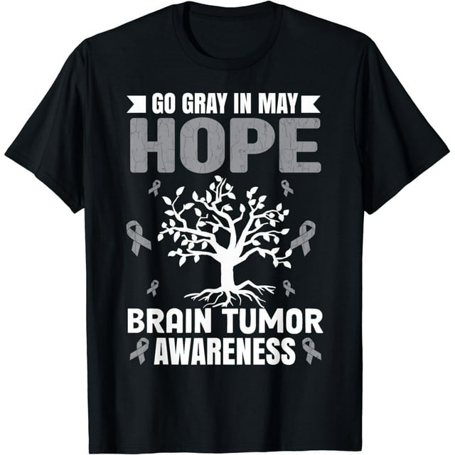Go Grey In May Brain Tumor Awareness Brain Cancer Graphic T-Shirt ...