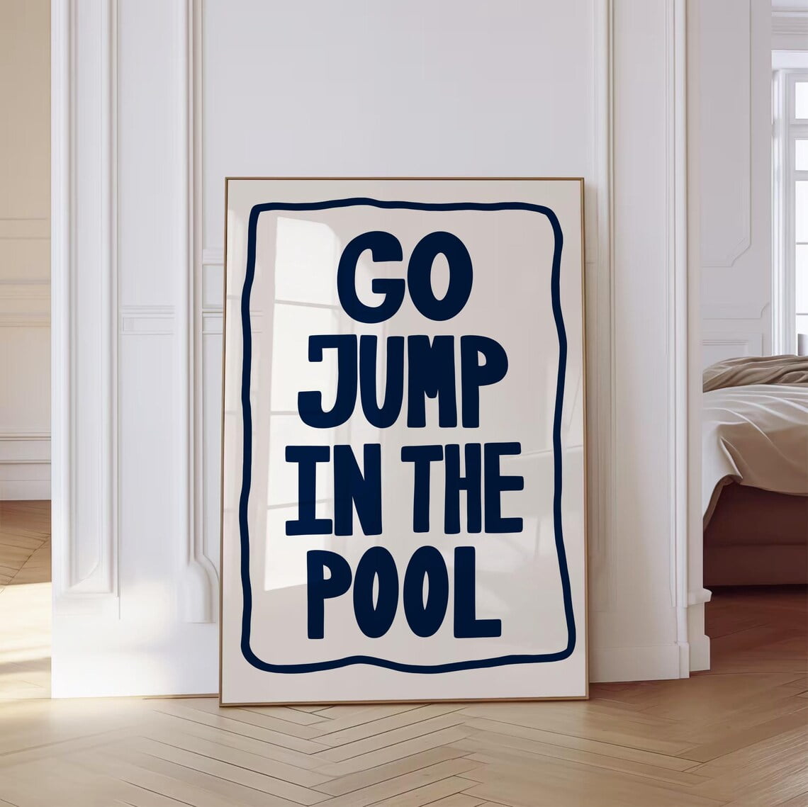 Go Jump In The Pool Poster Swimming Pool Wall Art Summer Decor Coastal ...