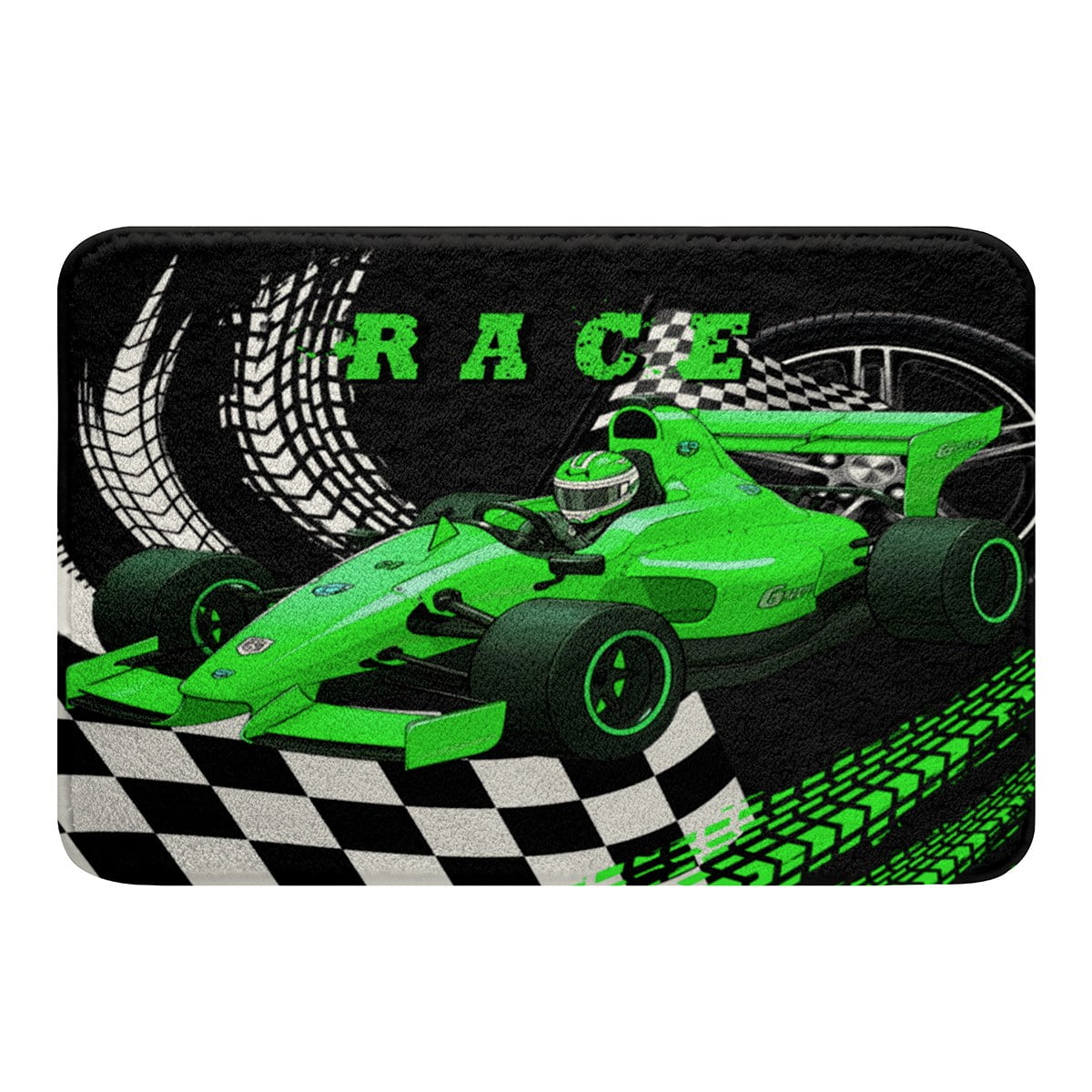 Go Kart Area Rug Boys Race Car Bathroom Rugs,Black and White Checked ...