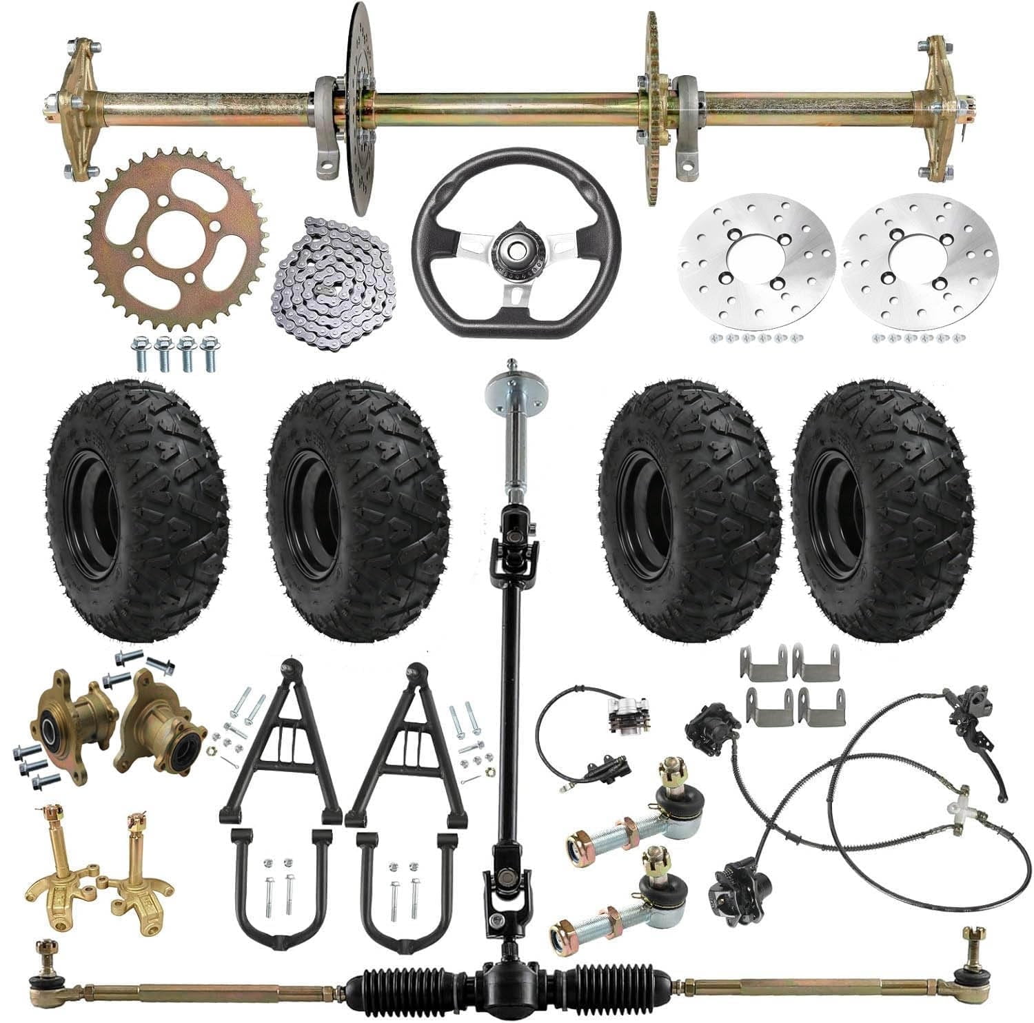 Go Kart & Drift Trike 32" Rear Axle Kit with 145/70-6" Wheel Tires, 3 ...