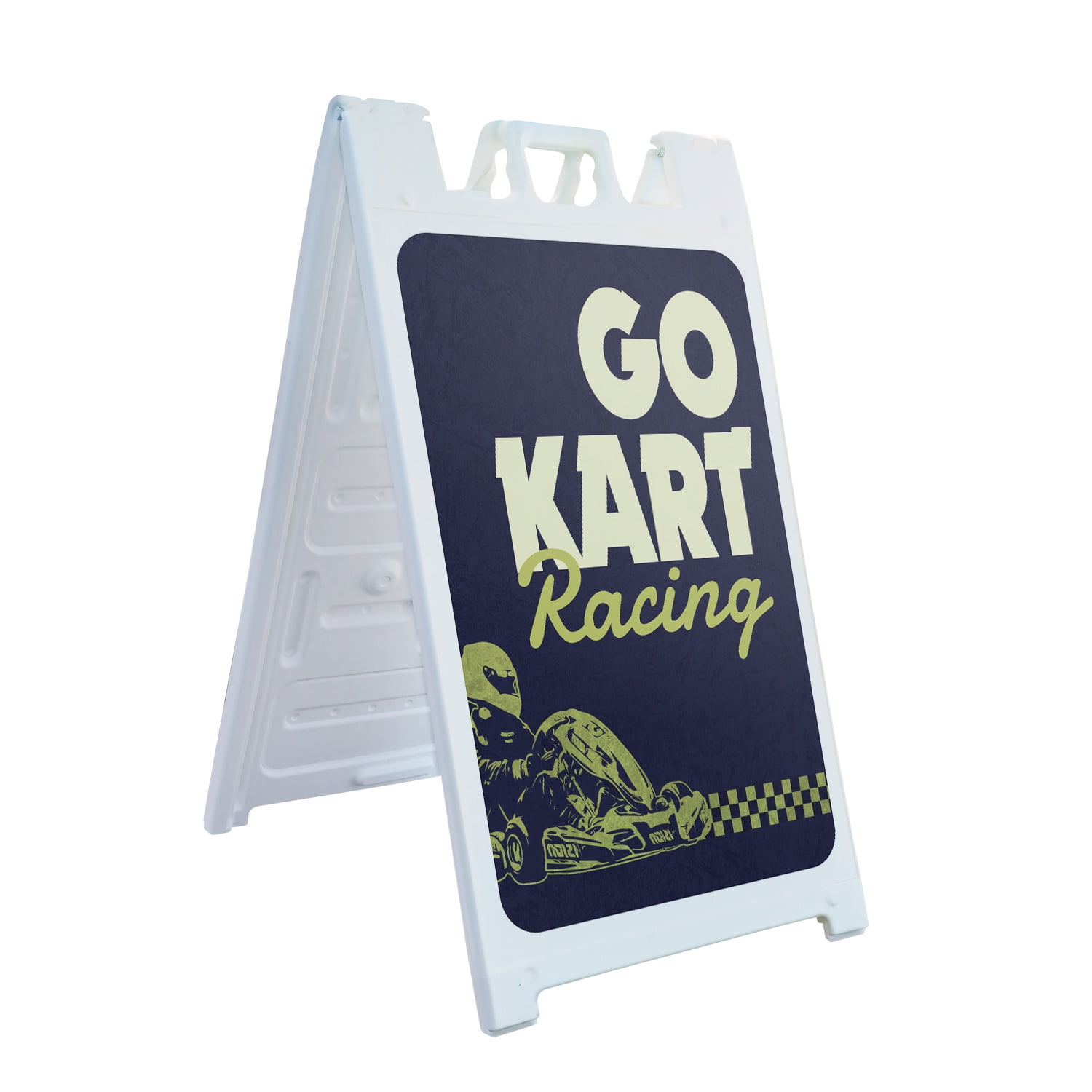 Go Kart Racing 24" x 36" Double Sided A-Frame Sidewalk Sign, Includes 2 ...