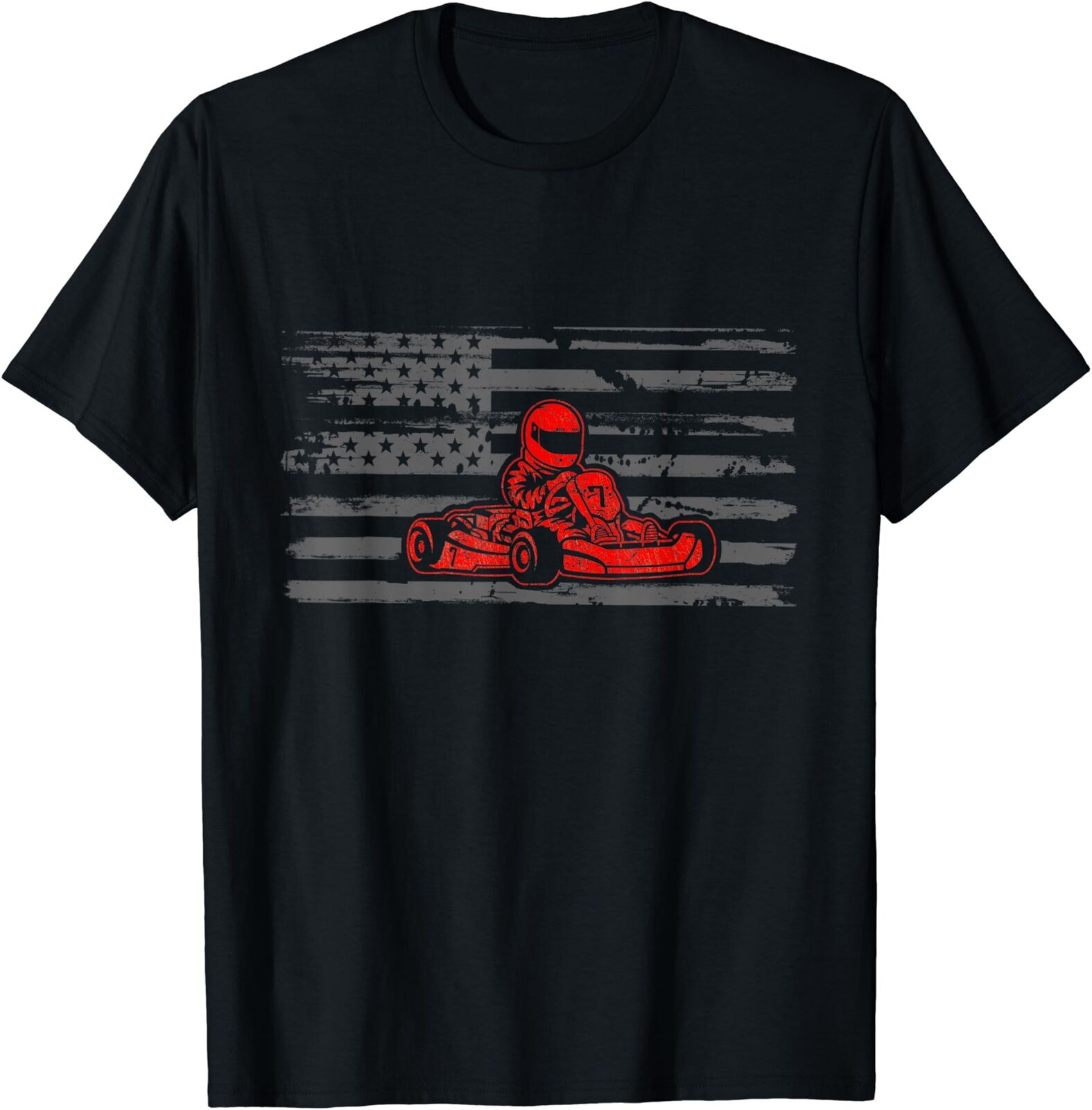 Go Kart Racing Patriotic American Flag Go Cart Racer T-Shirt Size S-5XL ...