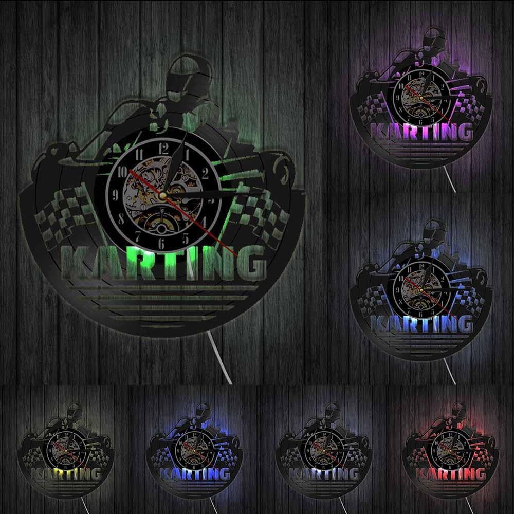 Go Kart Vintage Vinyl Record Wall Clock Modern Karting Decor Sport Time ...