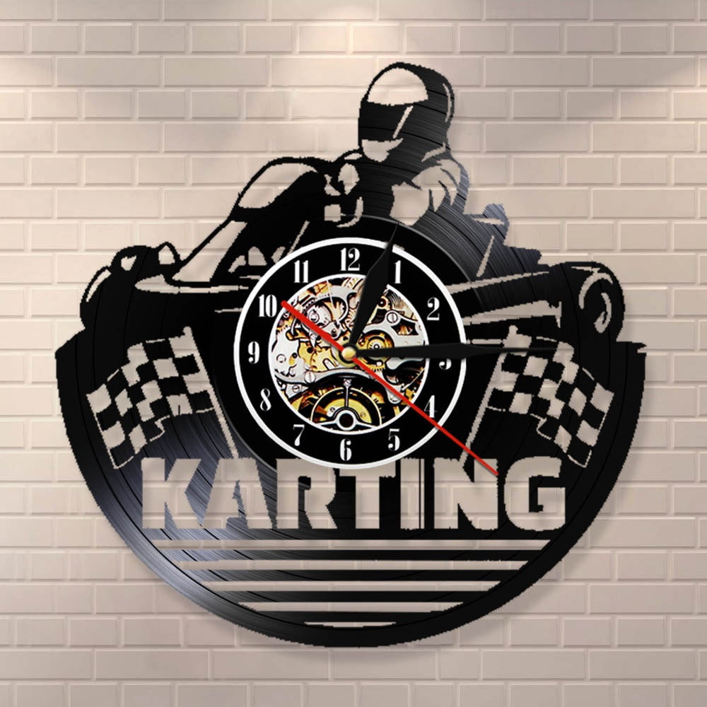 Go Kart Vintage Vinyl Record Wall Clock Modern Karting Decor Sport Time ...