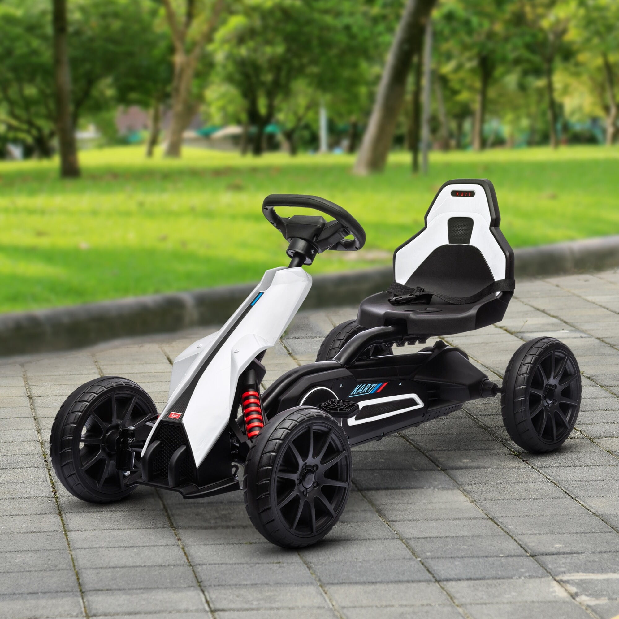 Go Kart for Kids with Seat Belt and Backrest, Realistic Ride on Motor ...