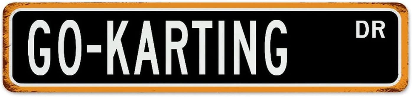 Go Karting Racing Rustic Metal Tin Sign Hanging Cabin Signs Sport ...