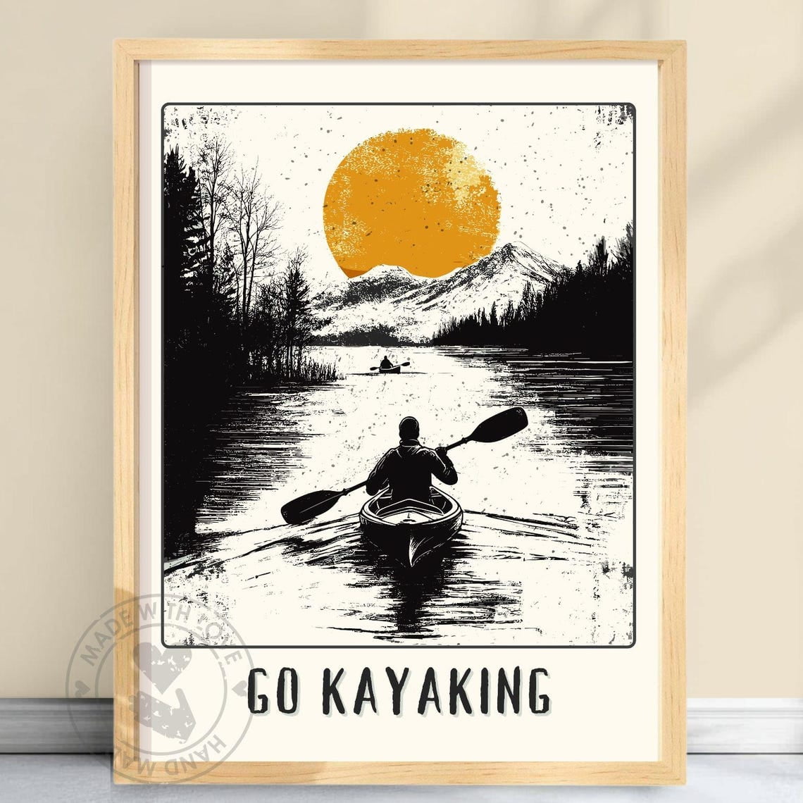 Go Kayaking Poster, Kayaking Print, Gift For Kayakers, Black, White And ...