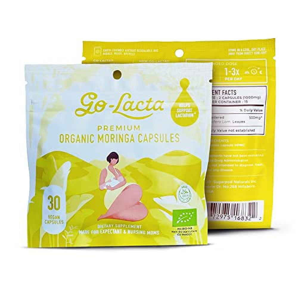 Go-LactaÂ® 100% Organic Moringa Capsules for Breastfeeding Moms - 30 ...