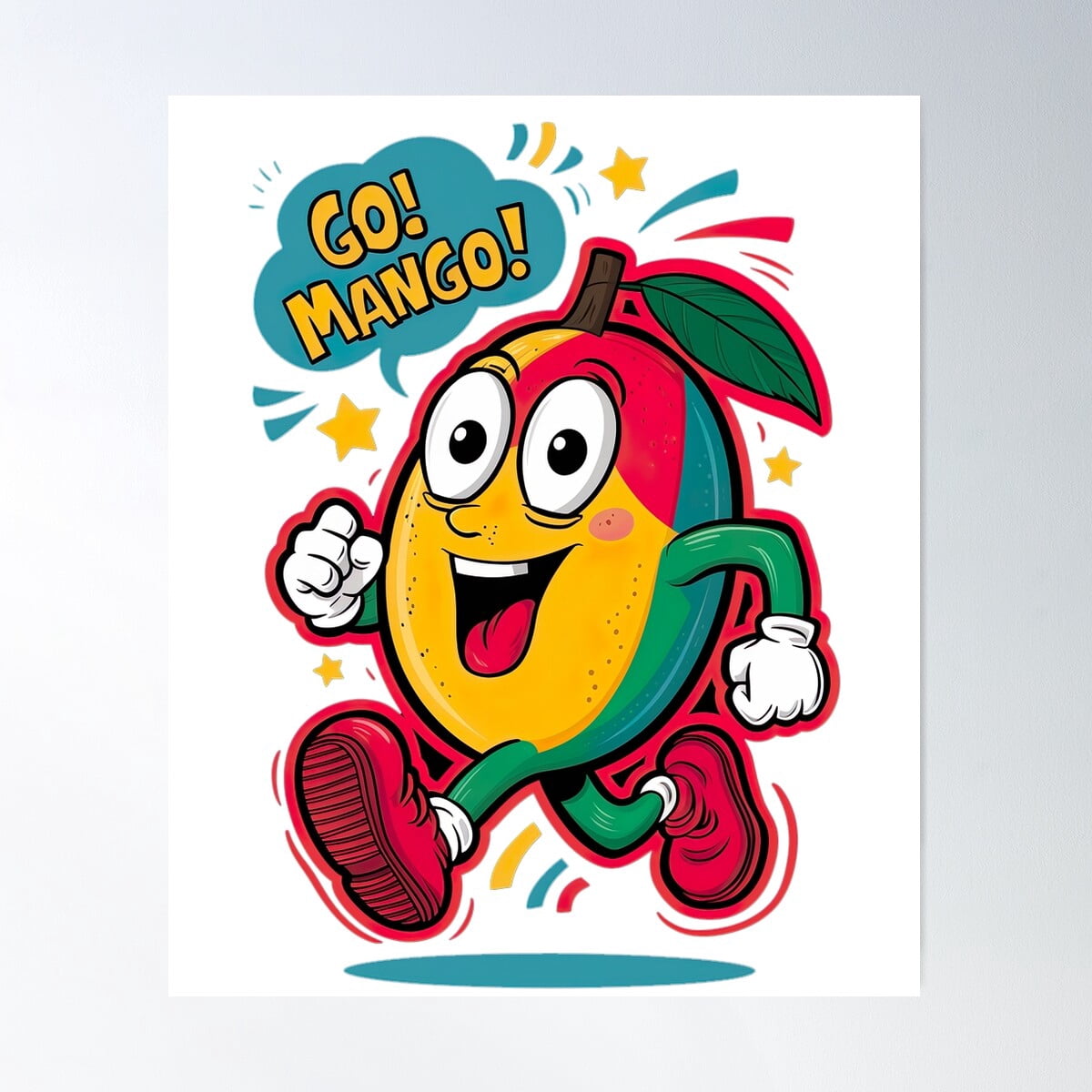 Go Man Go Cute Fruit Mangos Poster Wall Art, Modern Wall Decor For ...