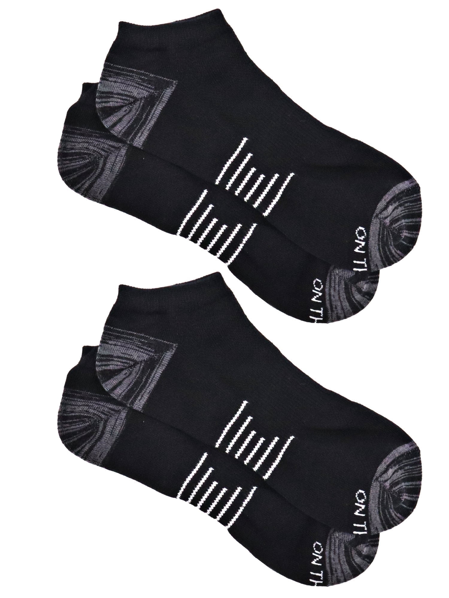 On the Go Men's Performance Socks (2 Pair Pack, Black with Grey Heel ...