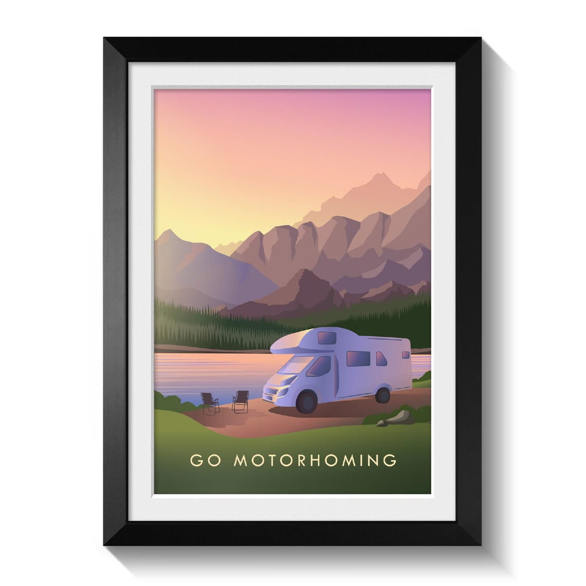 Go Motorhoming Poster, Outdoor Hobbies Print, Retro Travel Poster ...