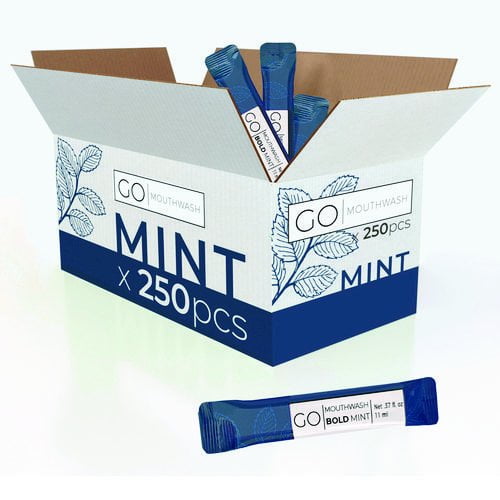 Go Mouthwash Individual Mouthwash Packets, Bold Mint Flavor, 0.37 oz ...