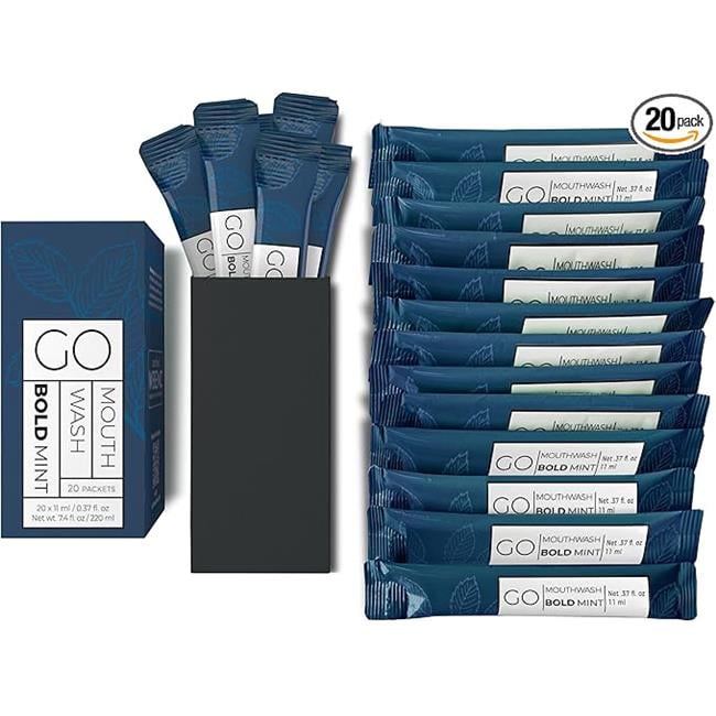 Go Mouthwash MW20BOLD Individual Mouthwash Packets, Display Pack, Bold ...