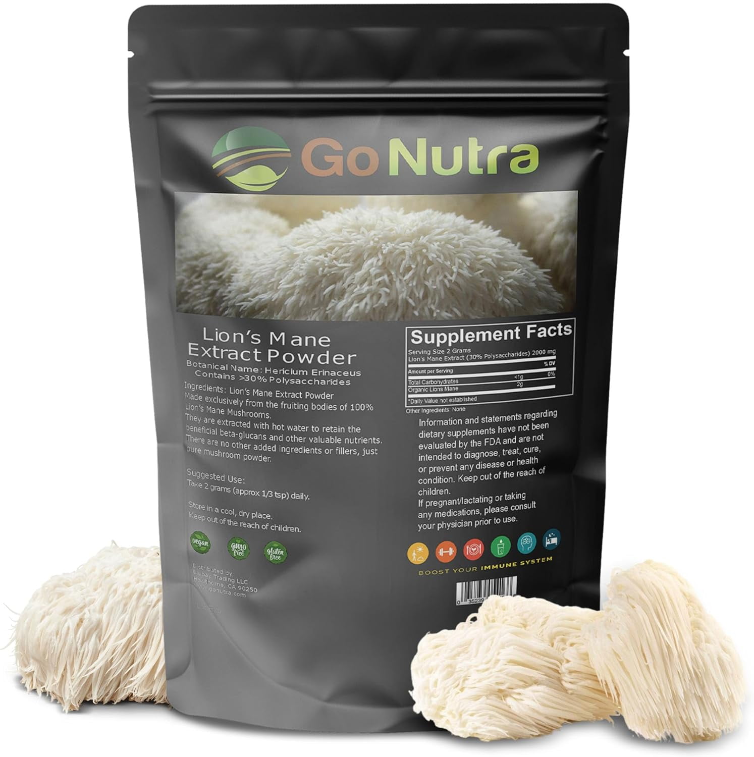 Go Nutra Lion’s Mane Powder, Potent 10:1 Lion’s Mane Mushroom Powder ...