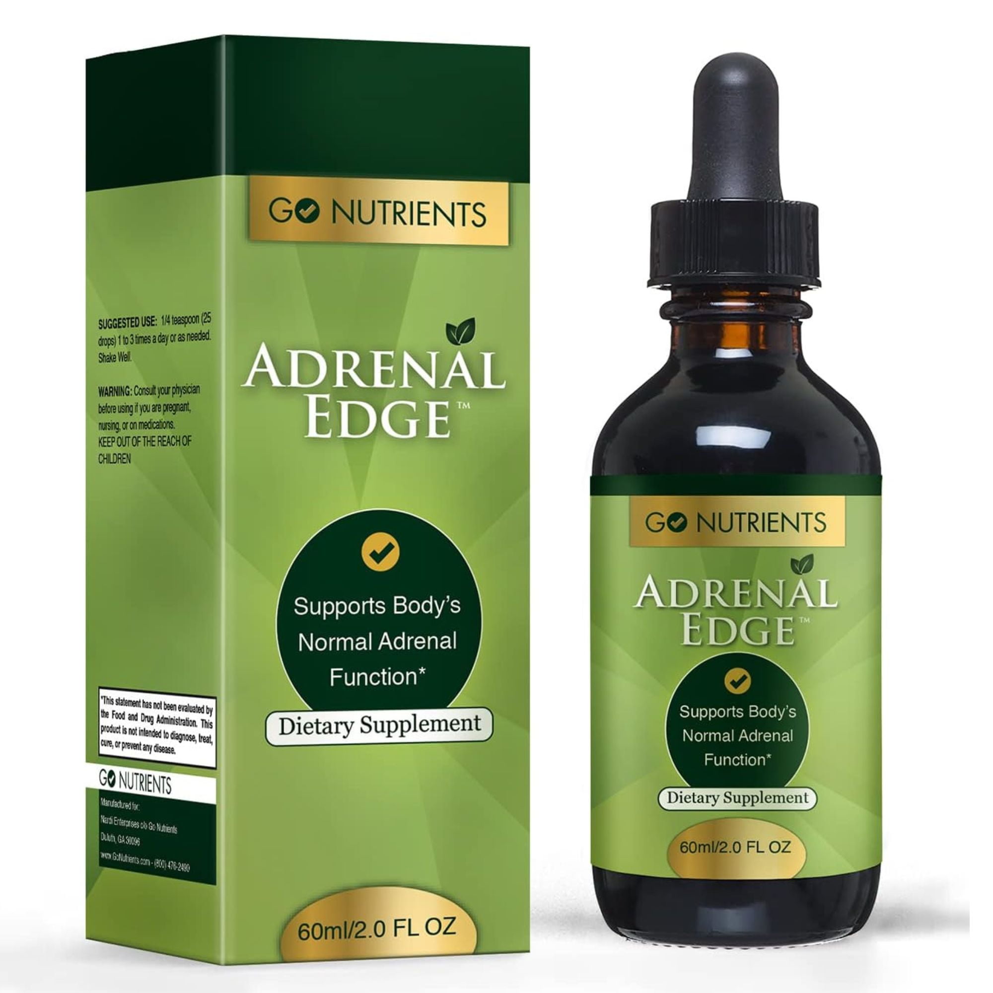 Go Nutrients Adrenal Edge Drops, Vitamins for Sleep, Cortisol Function ...