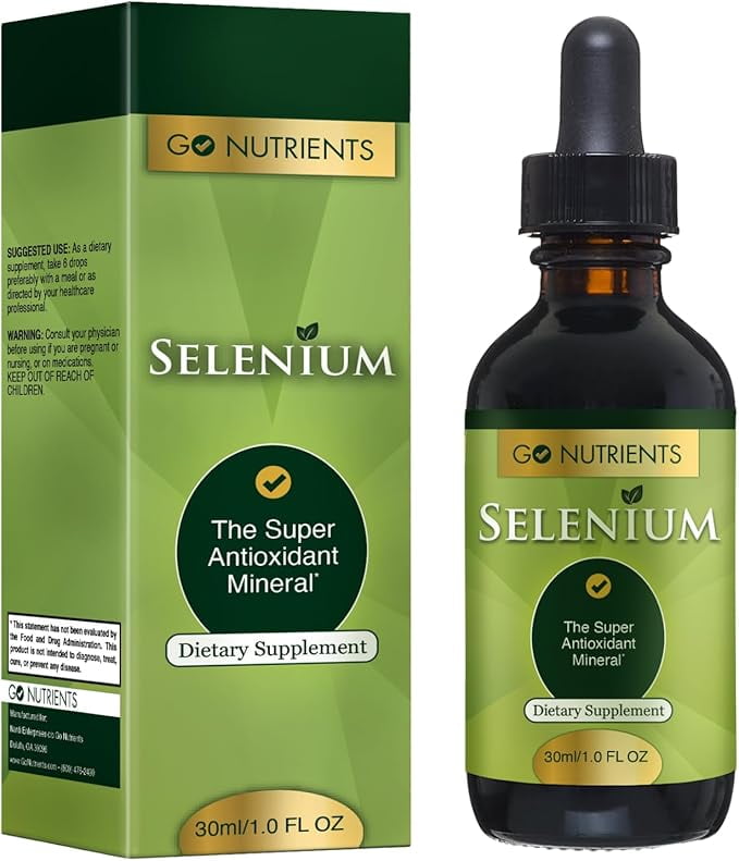 Go Nutrients Selenium Liquid Drops 200mcg Selenomethionine for Men and Women Pure Thyroid ...
