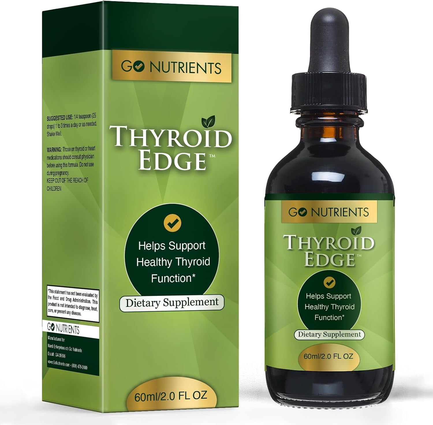 Go Nutrients Thyroid Edge - All Natural Thyroid Supplement with Horsetail, Bladderwrack Thallus ...