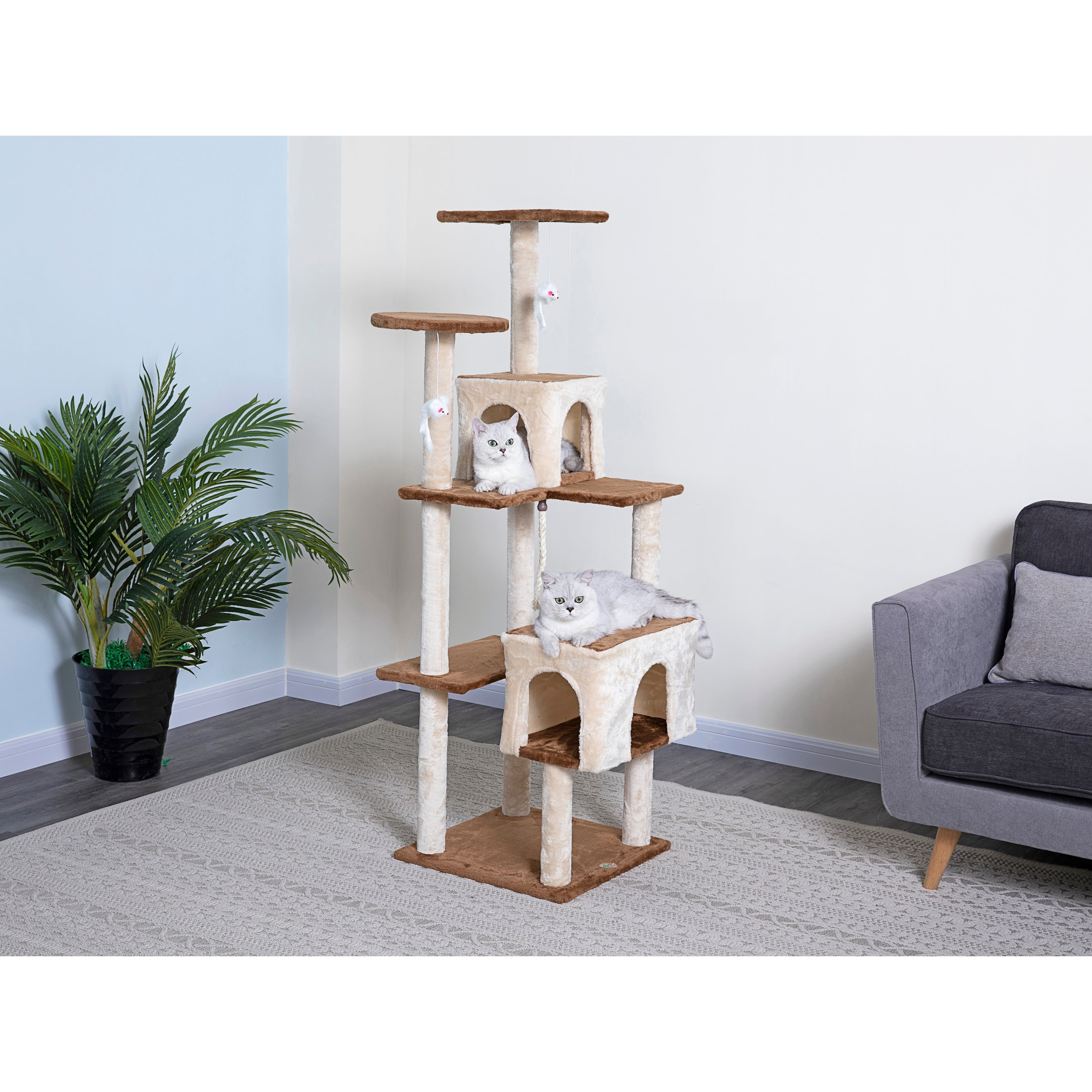 Go Pet Club 40-in Cat Tree & Condo Scratching Post Tower, Beige ...