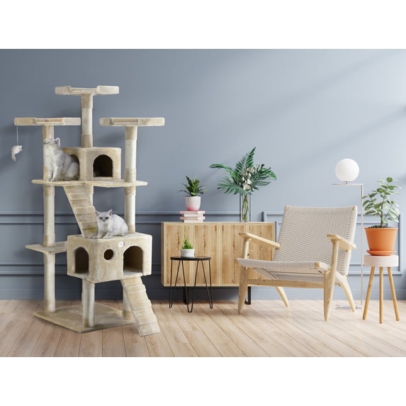 "Go Pet Club Large 72"" Cat Tree Condo, Beige - Tall Climbing Frame ...