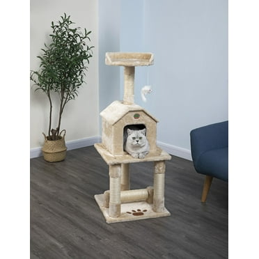 Beatrise Pet Products Cat Tree & Condo Scratching Post Tower, Brown ...