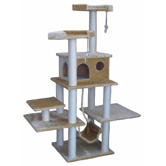 Go Pet Club Cat Tree Condo Tower Platform - Hang-Around, Beige, 72 in ...
