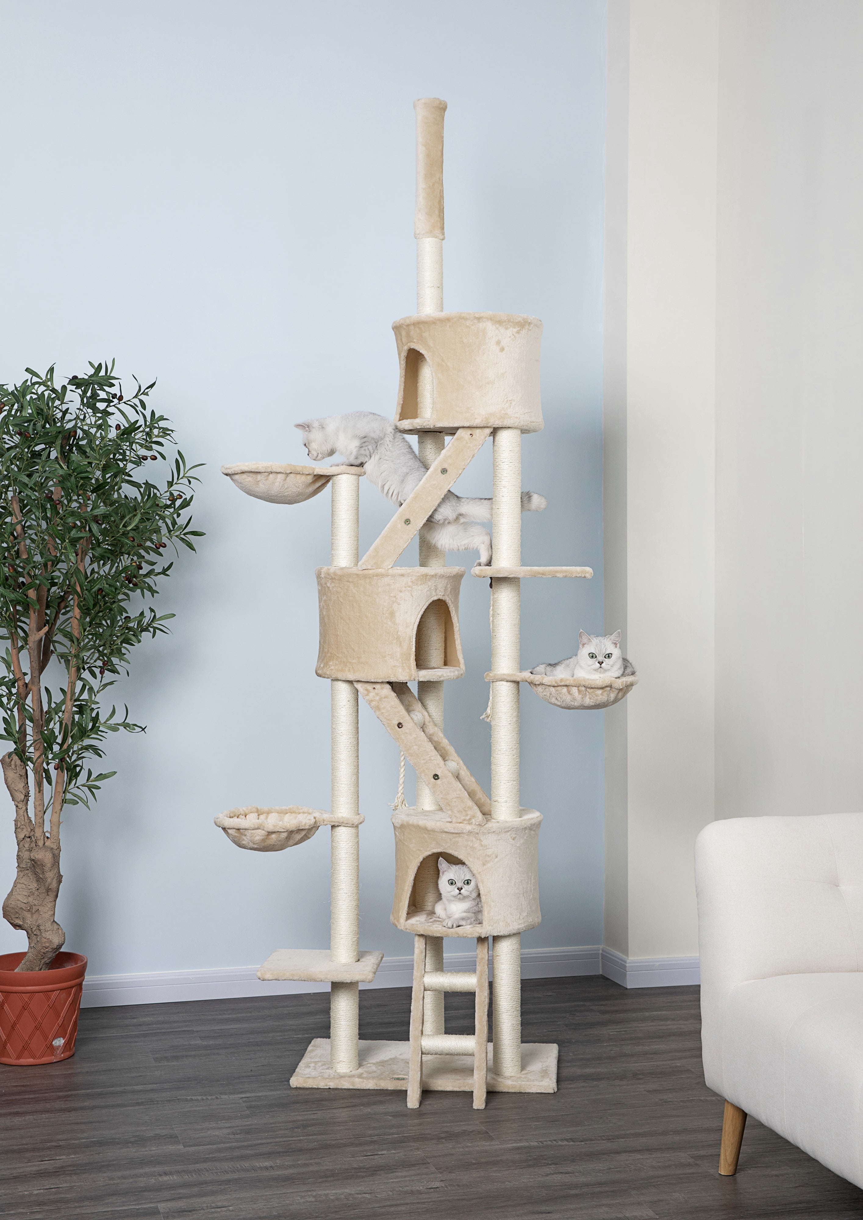 Go Pet Club Indoor Home Condo Kitty Posts Cat Tree Tower, Beige, 106 in ...