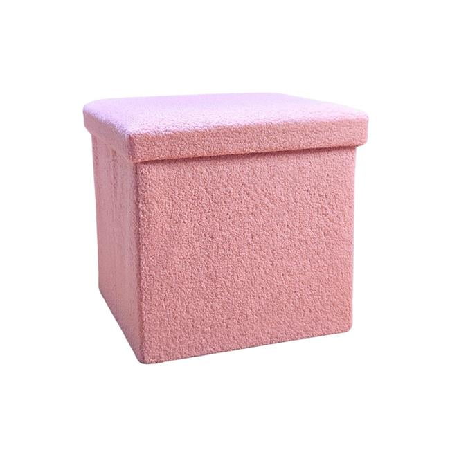 Go-Poufs Knock-Down Medium Cube Teddy Boucle Storage Ottoman | Pink ...