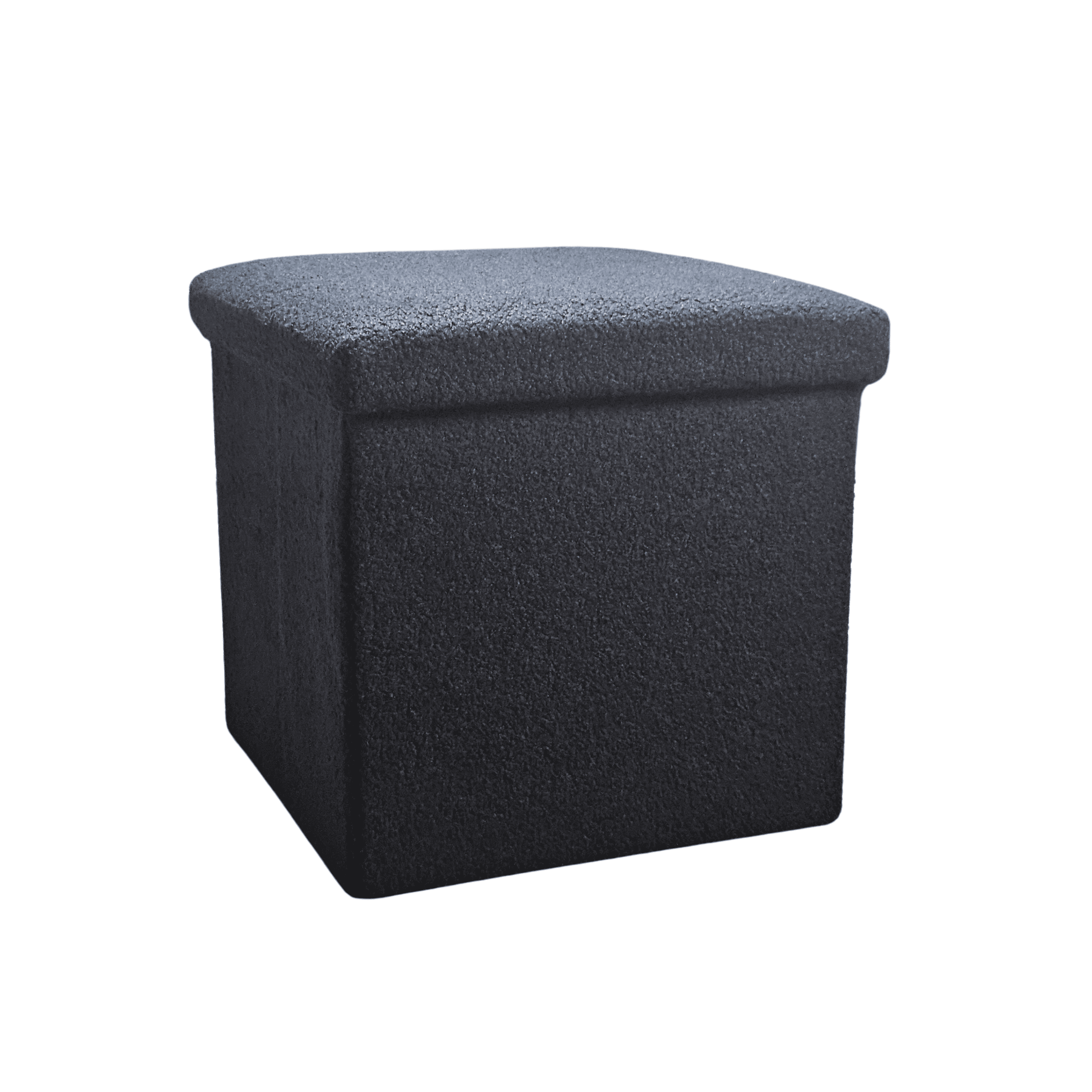 Go-Poufs Knock-Down Small Cube Teddy Boucle Storage Ottoman | Black ...