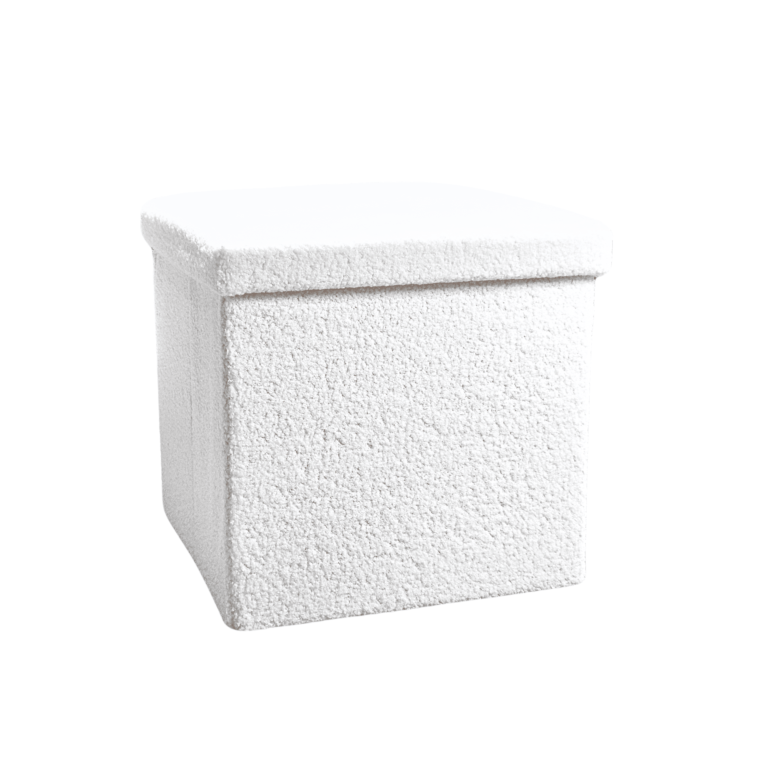 Go-Poufs Knock-Down Small Cube Teddy Boucle Storage Ottoman | White ...