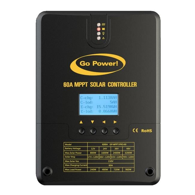 Go Power 60A MPPT Solar Controller with Built in Digital Display ...