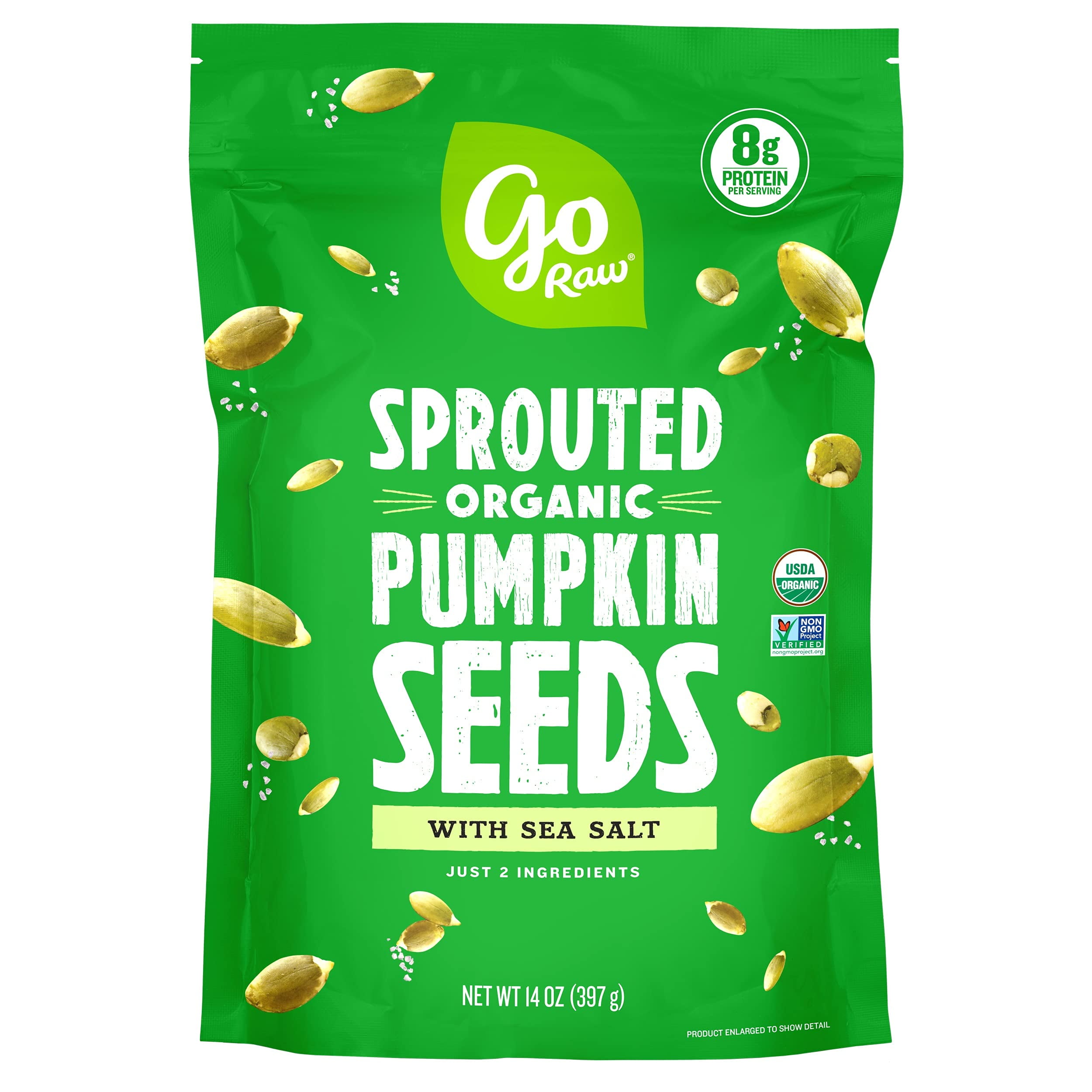 Go Raw CM31 Pumpkin Seeds with Sea Salt, Sprouted & Organic, 14 oz. Bag | Keto | Vegan | Gluten ...