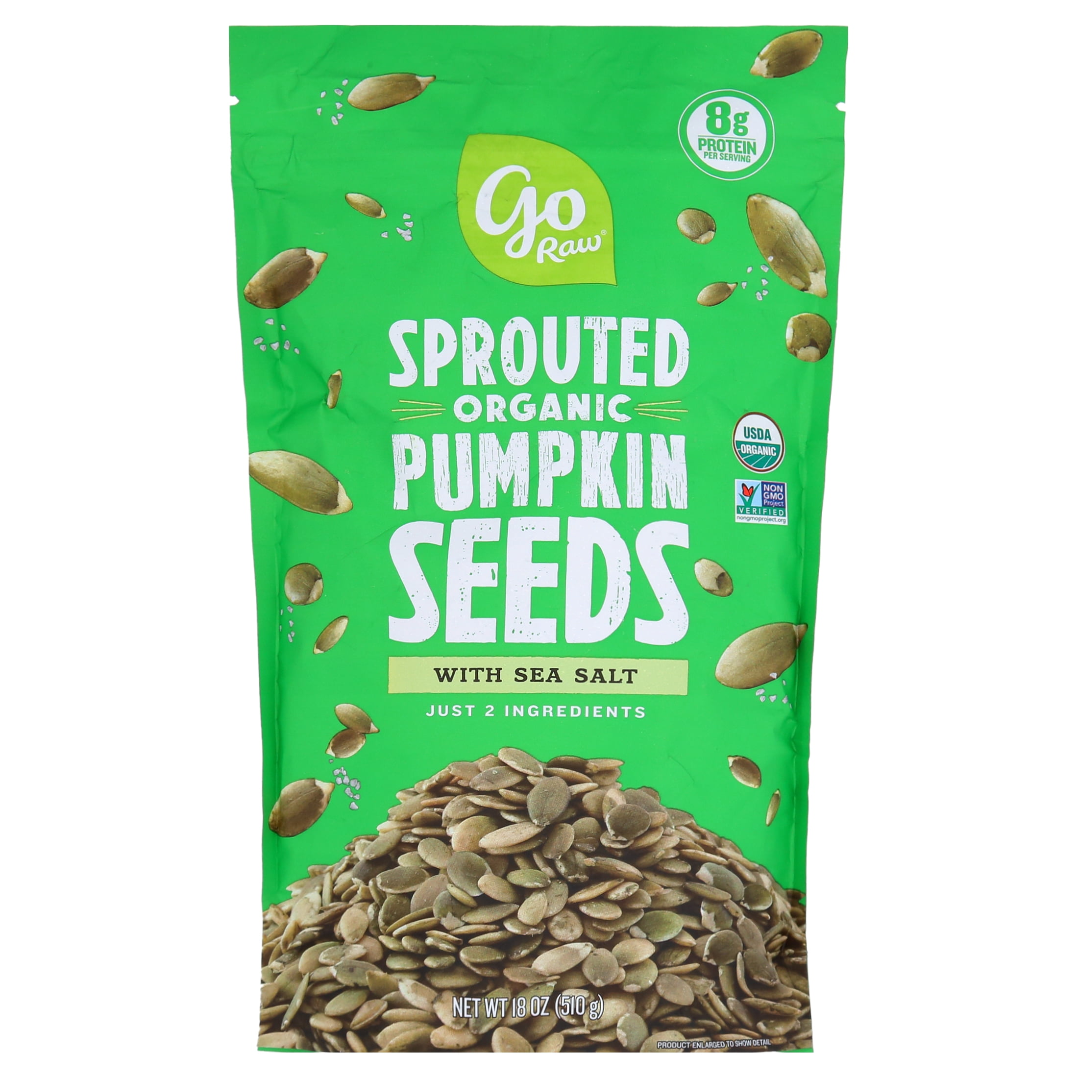 Go Raw Organic Sprouted Pumpkin Seeds with Sea Salt, 18 oz, Gluten Free ...