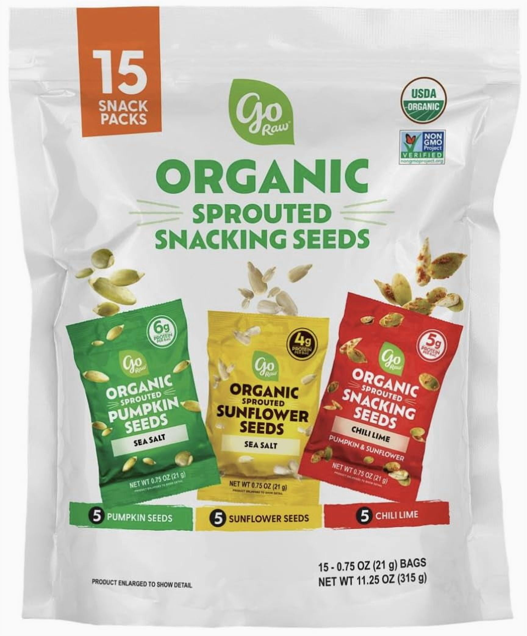 Go Raw Organic Sprouted Snacking Seeds - MDH115 Pack - Walmart.com