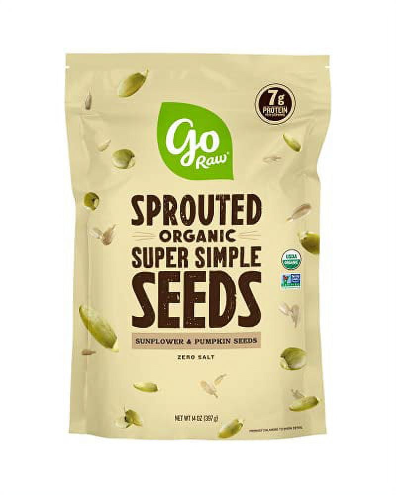 Go Raw Unsalted Sunflower & Pumpkin Seeds Mix, Sprouted & Organic, 14 ...