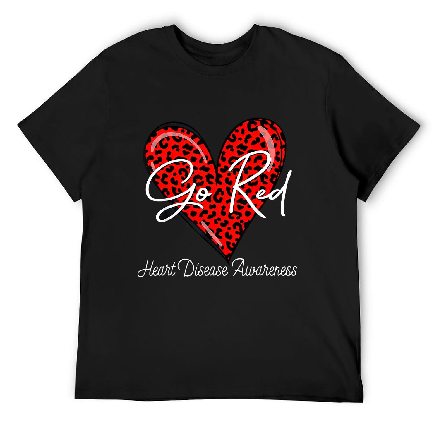 Go Red Heart Disease Awareness CHD Mens February Wear Red T-Shirt Black ...