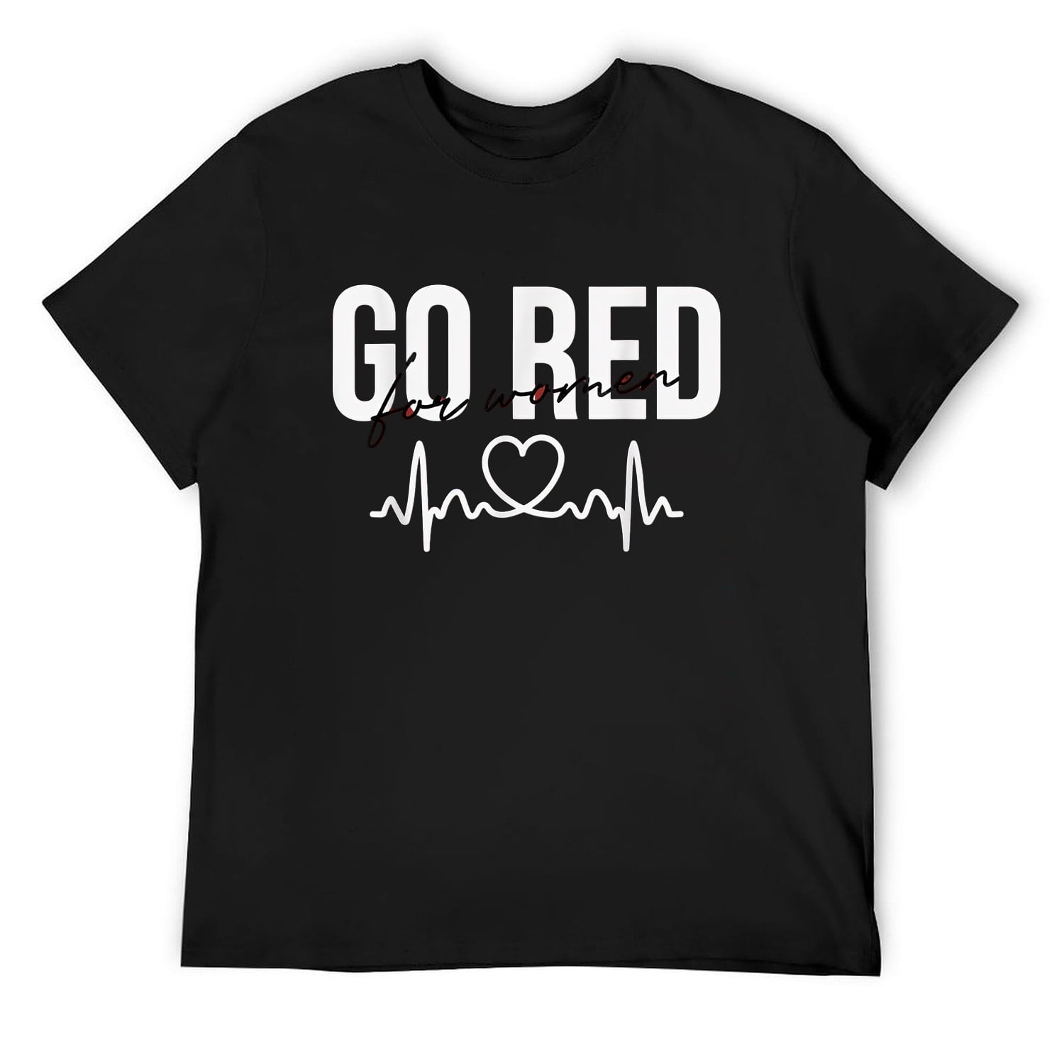 Go Red for Men, Heart Health Disease Awareness Cardiology T-Shirt Black ...