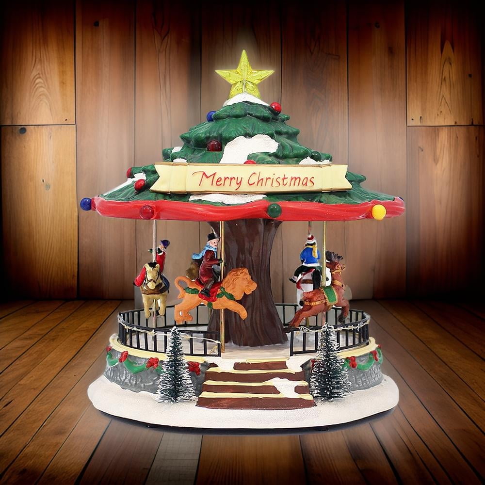Go Round with Music and Lights, Christmas Carousel Decoration ...