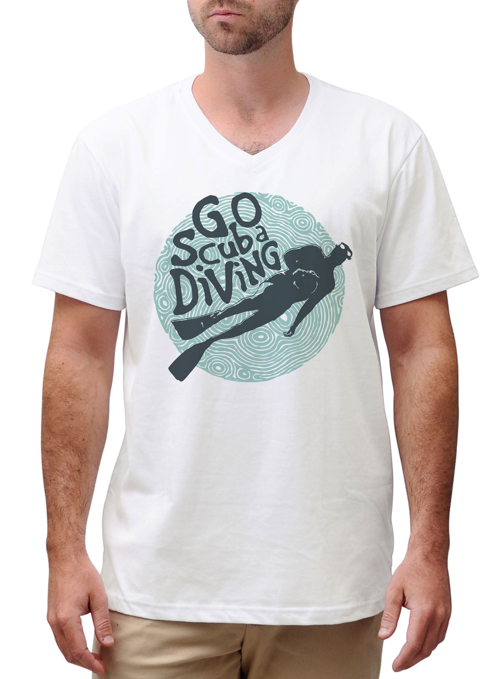 Go Scuba Diving With Diver Print 100% Cotton Short Sleeve Men T-shirt ...