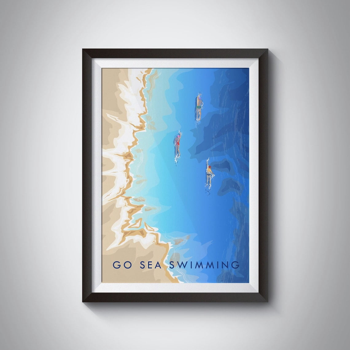 Go Sea Swimming Travel Poster, Wild Swimming, Open Water Swimming ...