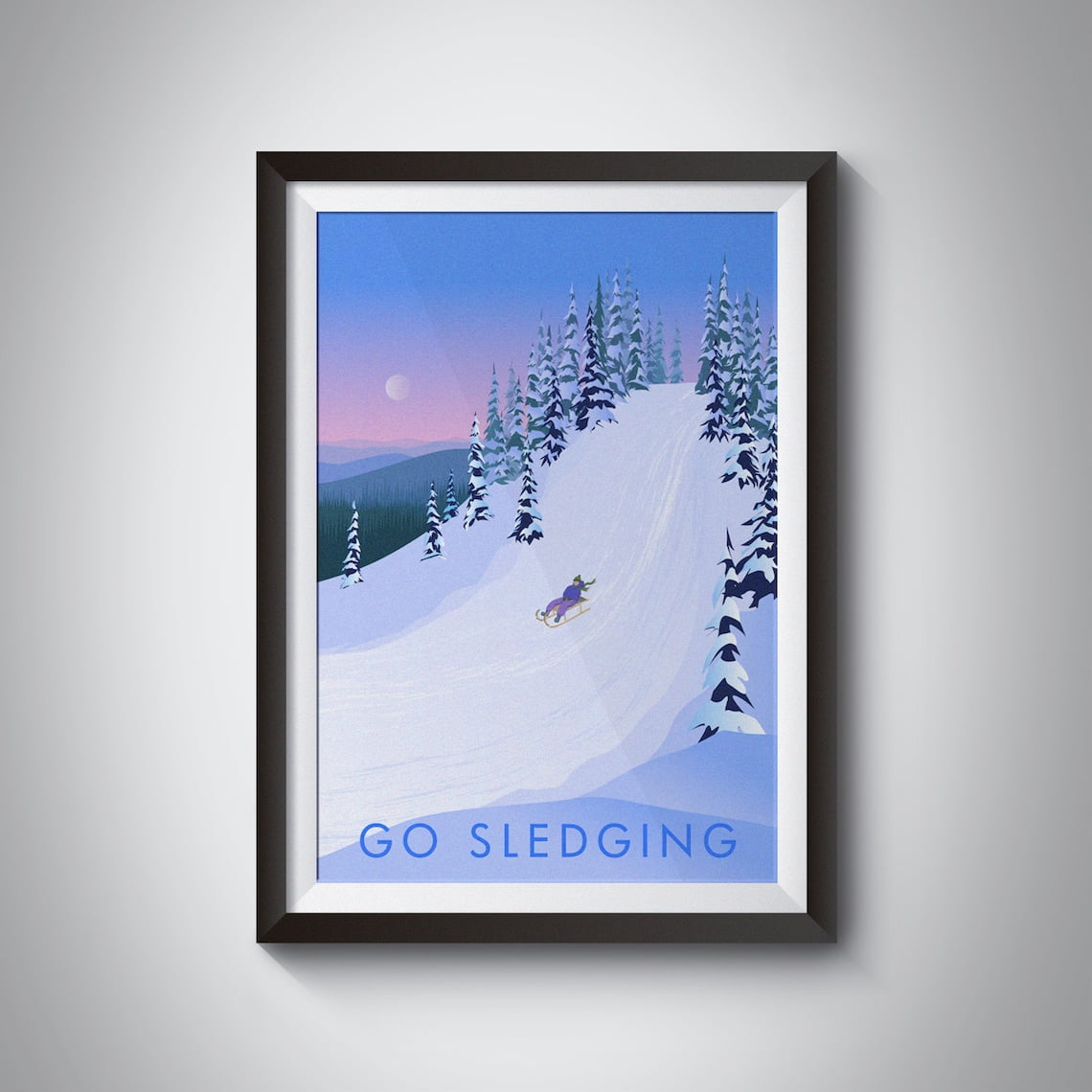 Go Sledging Art Print, Sledding, Tobogganing, Winter Sports, Snow Day ...