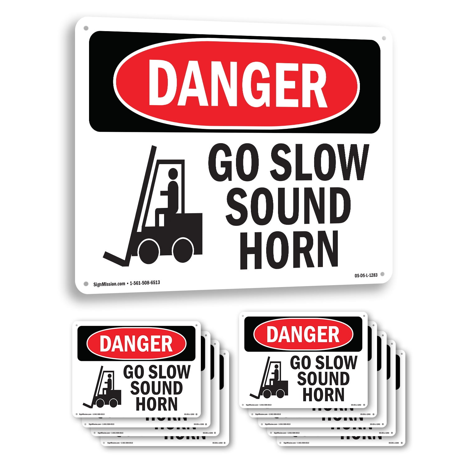 Go Slow Sound Horn OSHA Danger Rigid Plastic Sign 24 Inch x 18 Inch ...